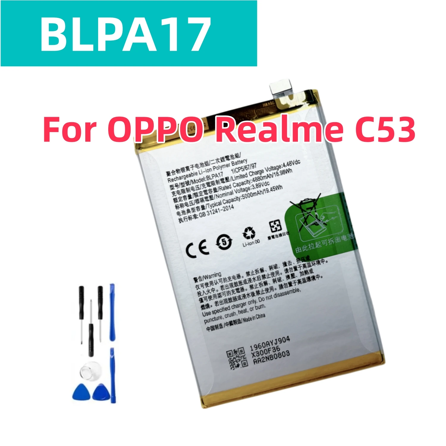 Original-BLPA17-5000mAh-Battery-For-OPPO-Realme-C53-Phone-Replacement ...
