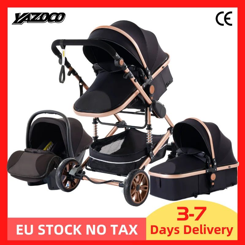 Luxurious Baby Stroller 3 in 1 Portable Travel Baby Carriage Folding ...
