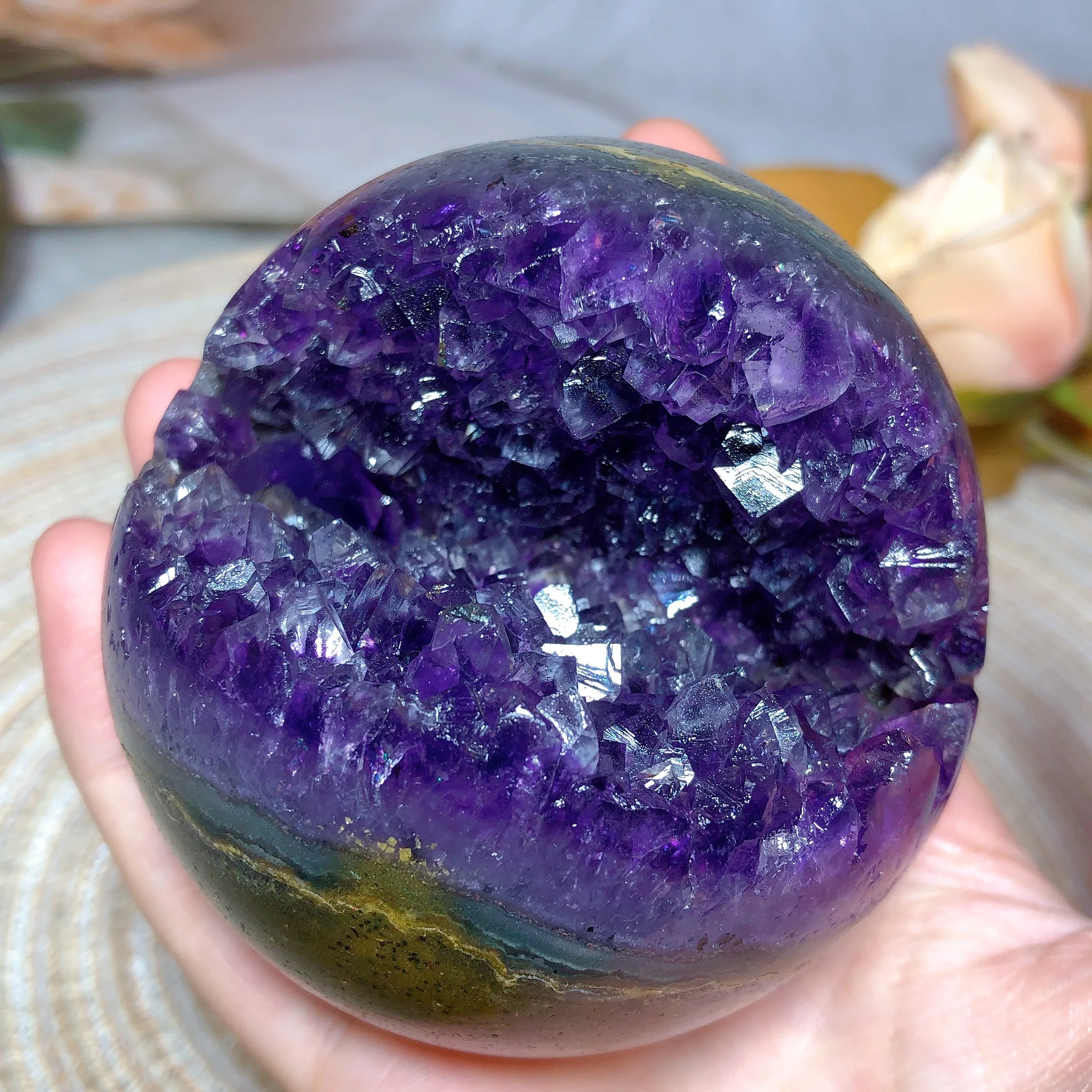 Natural-Amethyst-Cluster-Geode-Sphere-Ball-Crystals-Rare-Polished ...