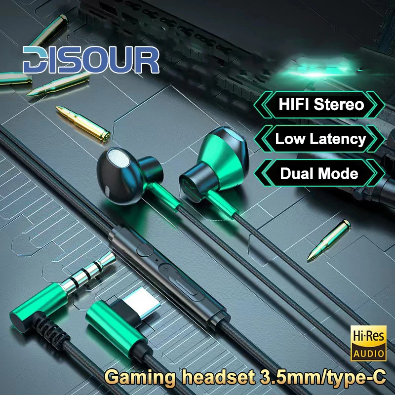 Gaming-Headset-In-Ear-Wired-Headphones-3-5mm-AUX-type-C-Low-Latency ...