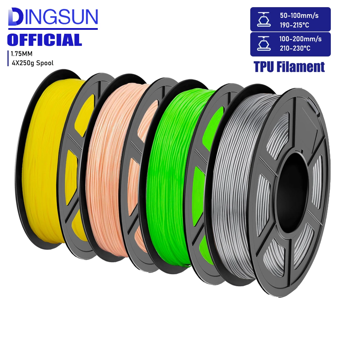 DINGSUN TPU Filament 1.75mm , 98A Flexible Soft 3D Printing Filament ...