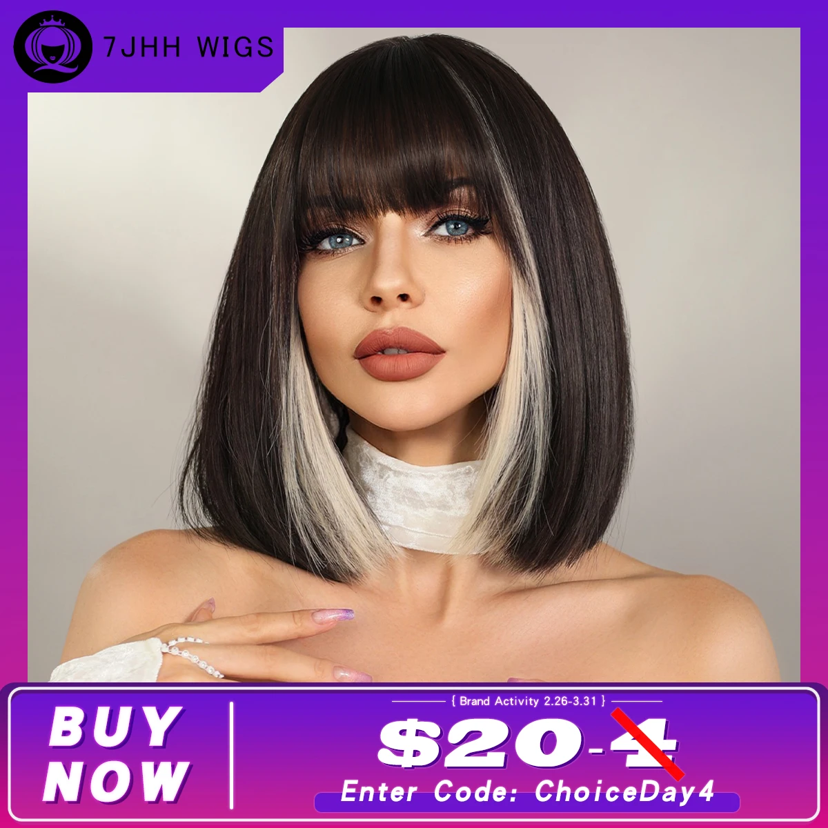 7jhhwigs Peluca de Bob corto negra para mujer, pelo sintético Natural ...