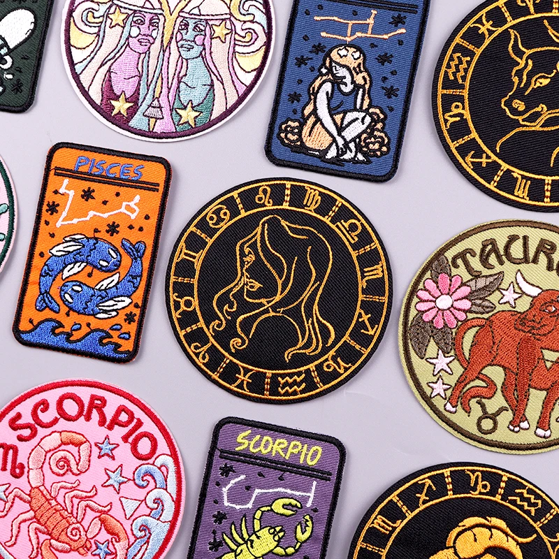 Astrology-Virgo-Patch-Embroidered-Patches-For-Clothing-Thermoadhesive-Patches-For-Clothes ...