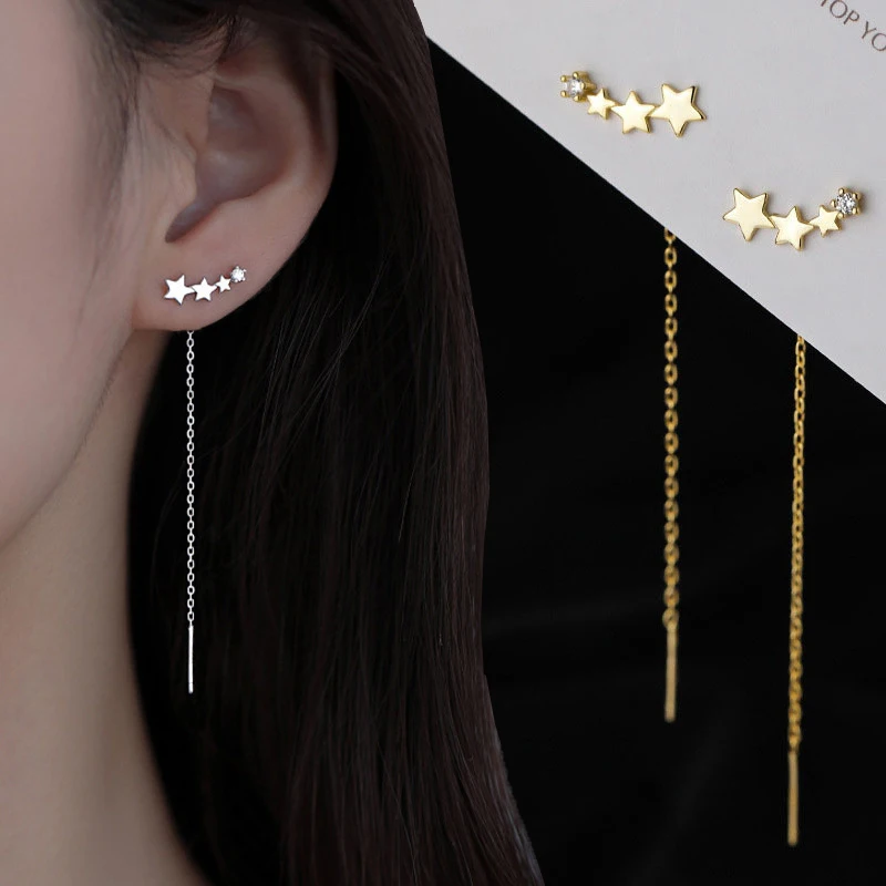 Long Wire Tassel Thread Star Earline Pendants Drop Earrings Women's ...