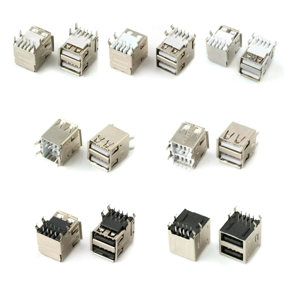10Pcs-Double-USB-Type-A-Female-Solder-Jacks-Connector-PCB-Socket-USB-A ...