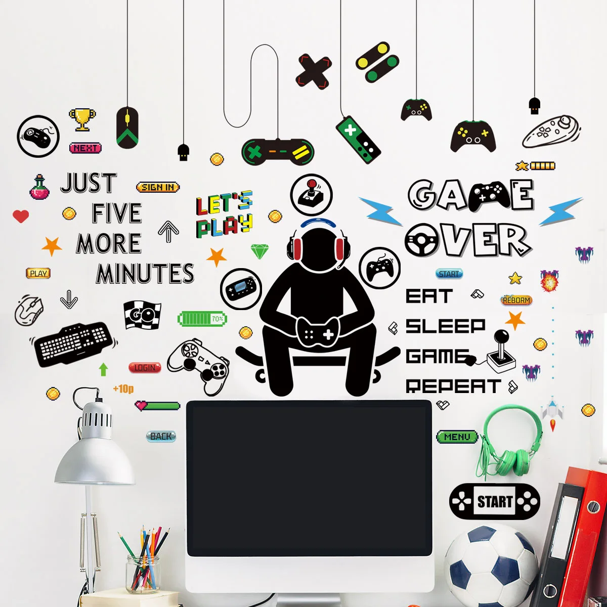Self-adhesive-Gaming-Wall-Stickers-Game-Peripheral-Graffiti-Stickers ...