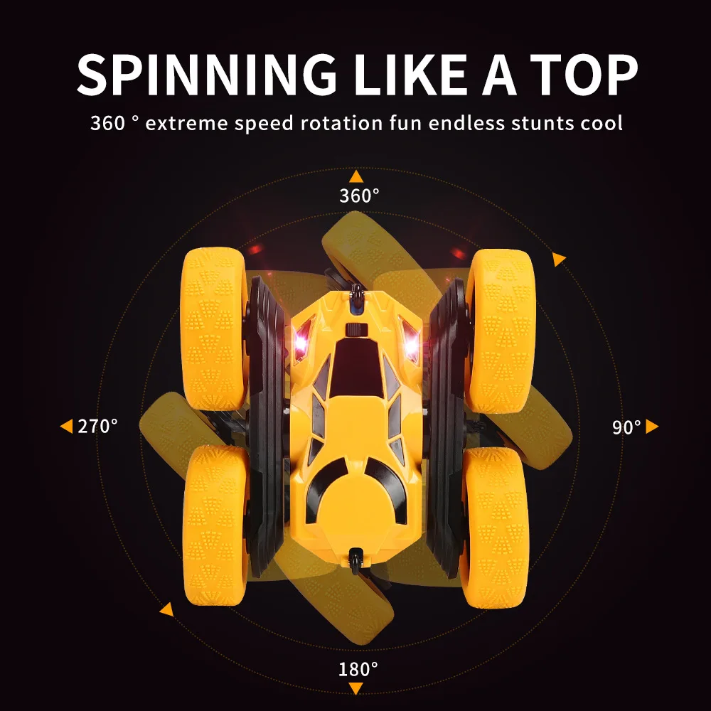 Rouge-Voiture cascadeuse télécommandée pour enfants, rotation et roulement, lumières à grande ...