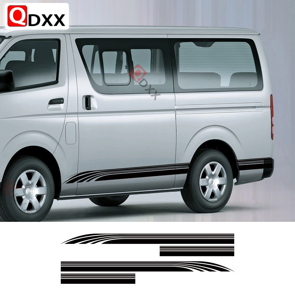 2pcs Car Stickers Door Side Skirt Decals For Toyota Hiace Bus Sport ...