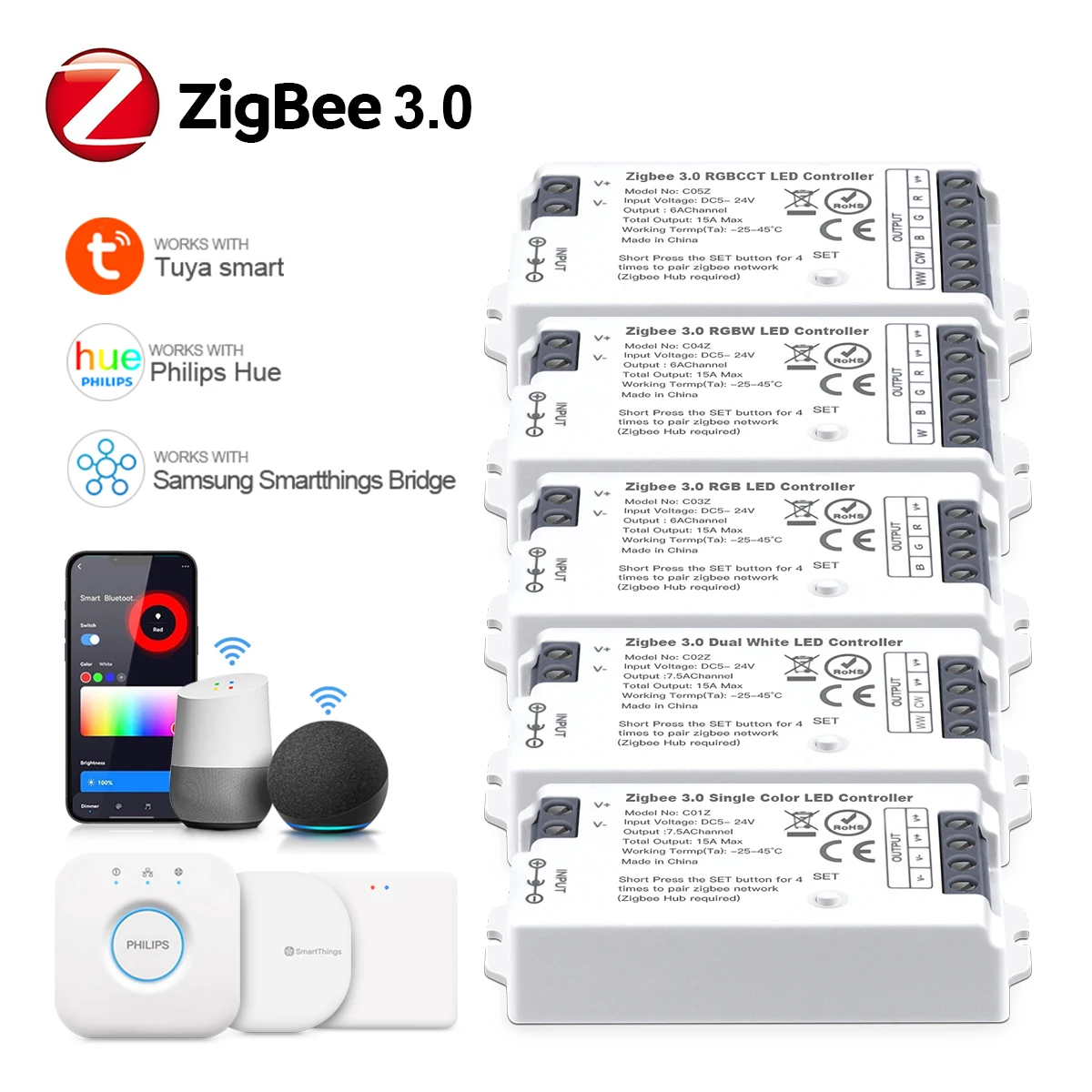 Zigbee-3-0-CCT-RGBW-RGB-Controller-LED-Strip-Smart-Dimmable-WIfi-LED ...