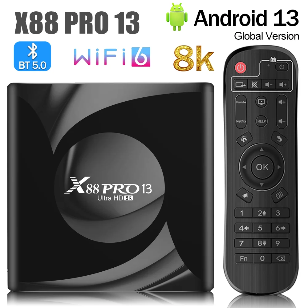 X88 Pro 13 Ultra HD 8K Smart TV Box Android 13.0 RK3528 2GB16GB 4GB 32GB/64GB Wifi6 BT5.0 2.4G ...