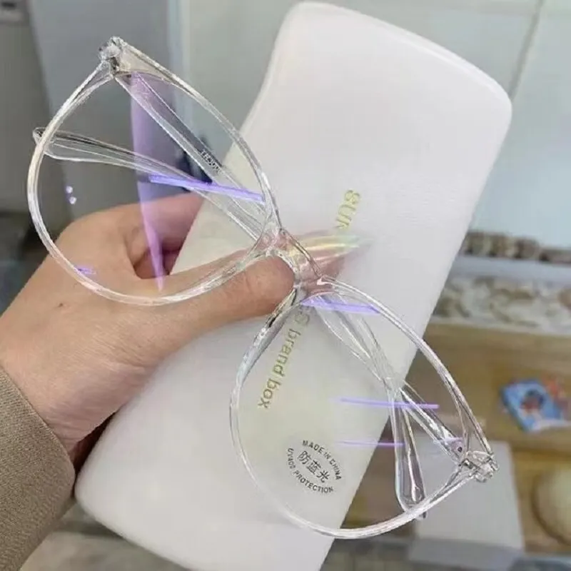 Transparent Computer Glasses Frame Women Men Anti Blue Light Round ...