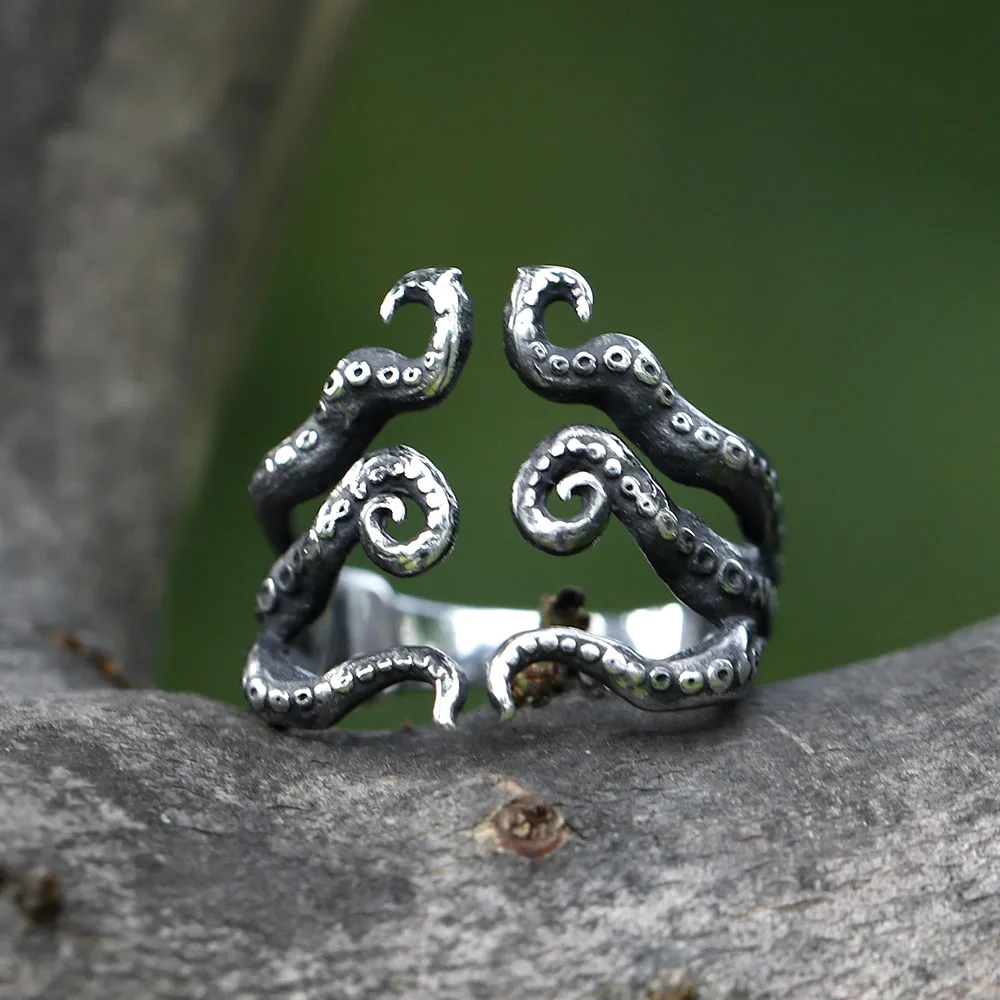 NEW-Men-s-316L-stainless-steel-rings-Punk-rock-Fashion-squid-RING-for ...