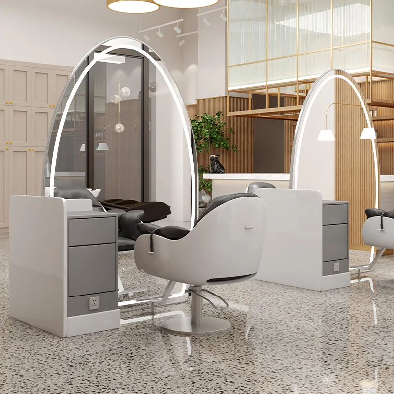 Barber-Shop-Mirror-Table-With-Lamp-Cabinet-Integrated-Floor-Mirror-Hair ...