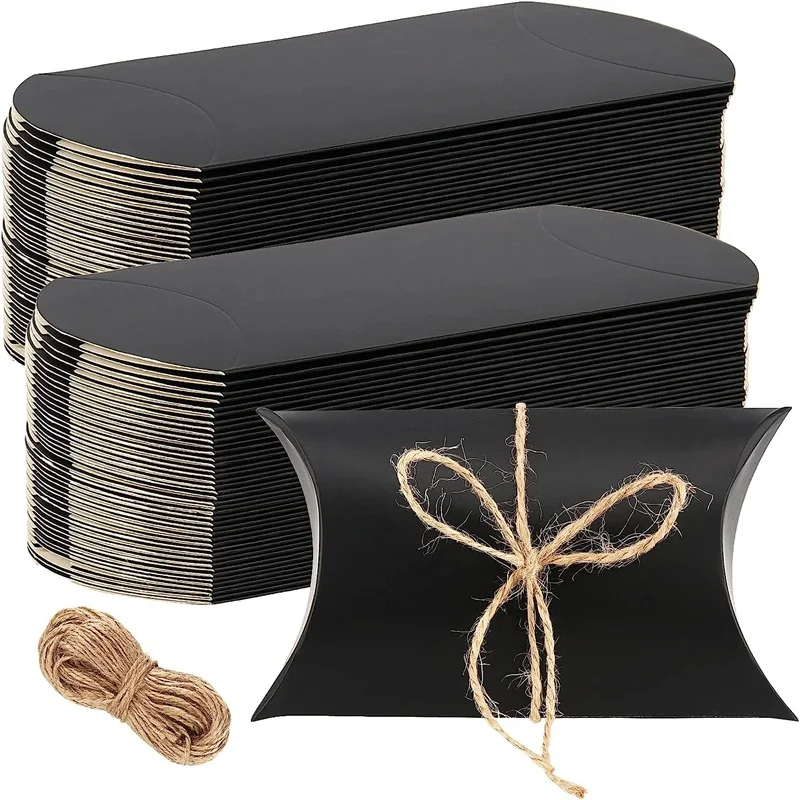 50Pcs-Kraft-Paper-Pillow-Boxes-Black-Paper-Candy-Favor-Boxes-with-Hemp ...