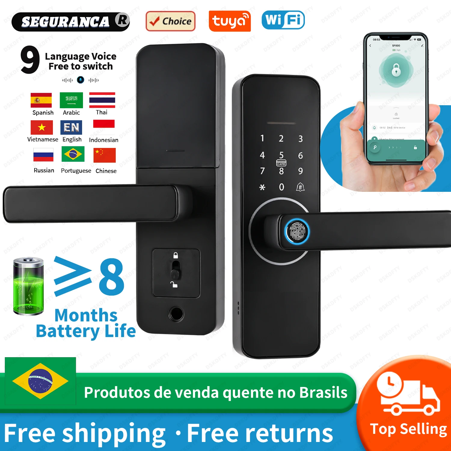 DSKDFTY-Biometric-Fingerprint-Door-Lock-Smart-Lock-Tuya-App-Remote ...