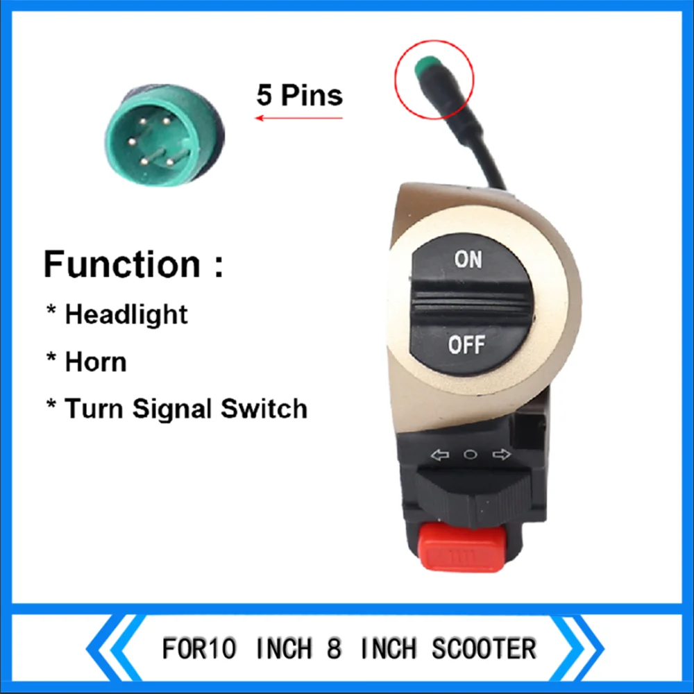 Electric scooter motorcycle ATV 22mm handlebar horn and headlight combination switch button ...