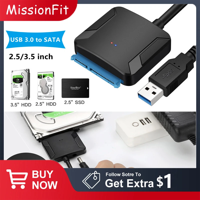 USB 3.0 To Sata Cable SATA III Hard Drive Adapter Converter for 3.5/2.5 ...