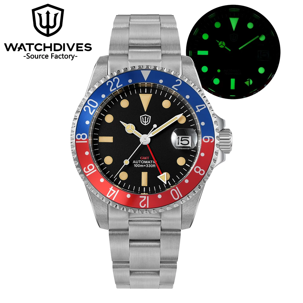 Watchdives WD0014 GMT Men NH34 Automatic Mechanical Watch 24 Clicks ...