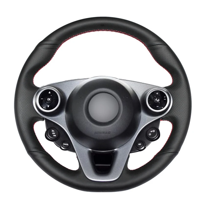 Cubierta de volante de coche antideslizante cosida a mano de cuero ...