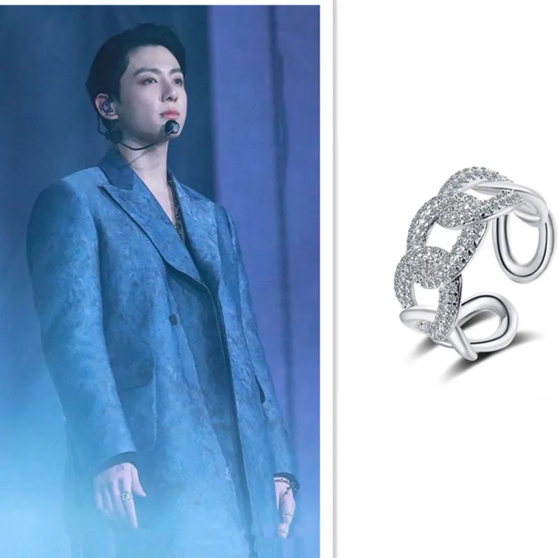 2022 Korean Wave Summer New Jung Kook JK Same Style Geometry Ring Chain ...