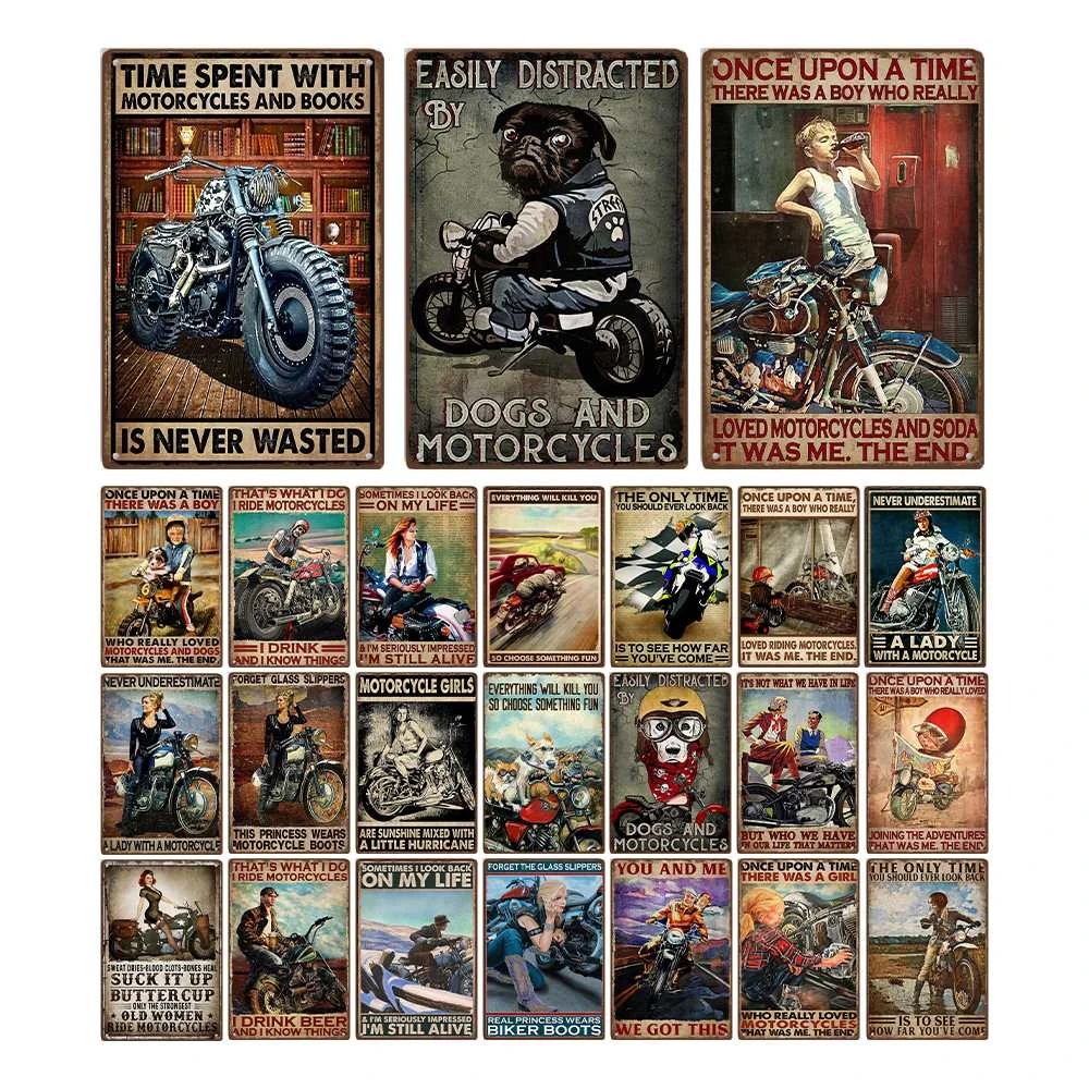 Classic Motor Tin Sign Motorcycle Club Plaque Garage Art Decor For ...