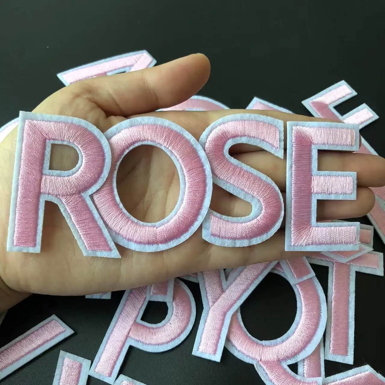 1Pcs Pink Letters Sew On Patch Alphabet Embroidered Applique iron on ...