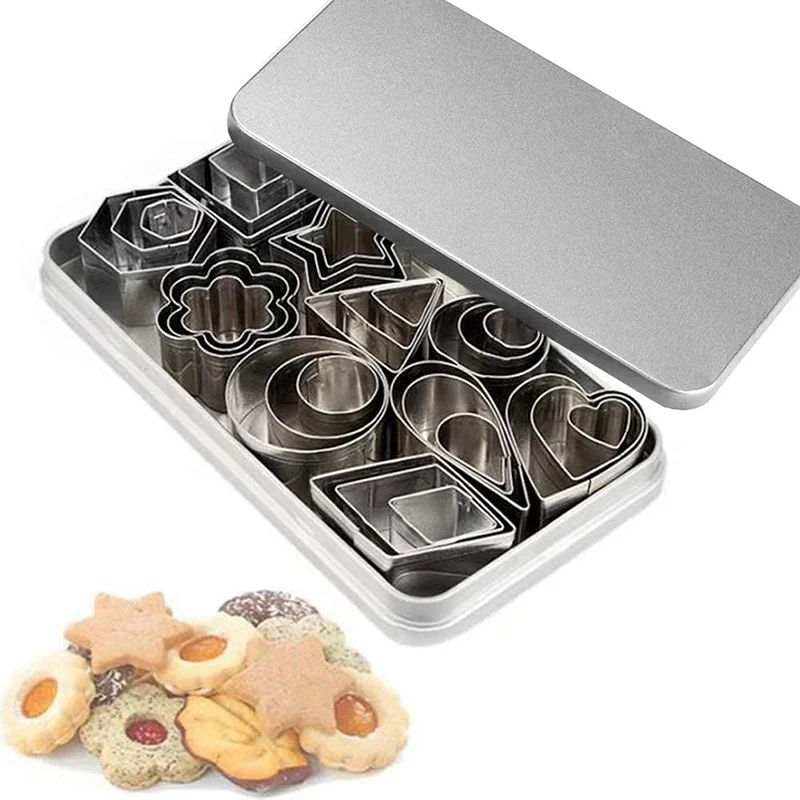 30Pcs/box Stainless Steel Sugar Biscuit Press Stamp Embosser Cookie ...