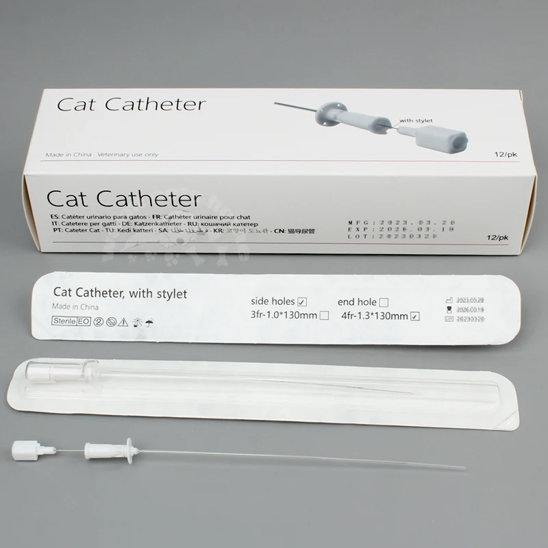 Cat-Catheter-with-Stylet-3Fr-End-Hole-4Fr-Side-Holes-Veterinary-Urinary ...