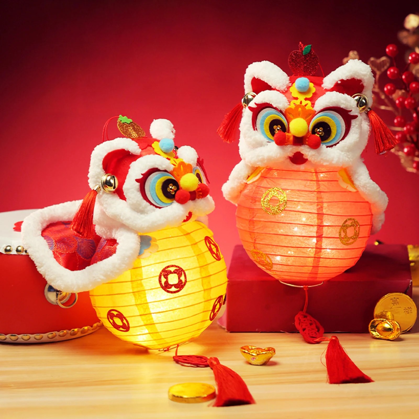 Handmade Lion Lantern DIY Kit With LED Light For Kids Gift Mid-Autumn ...