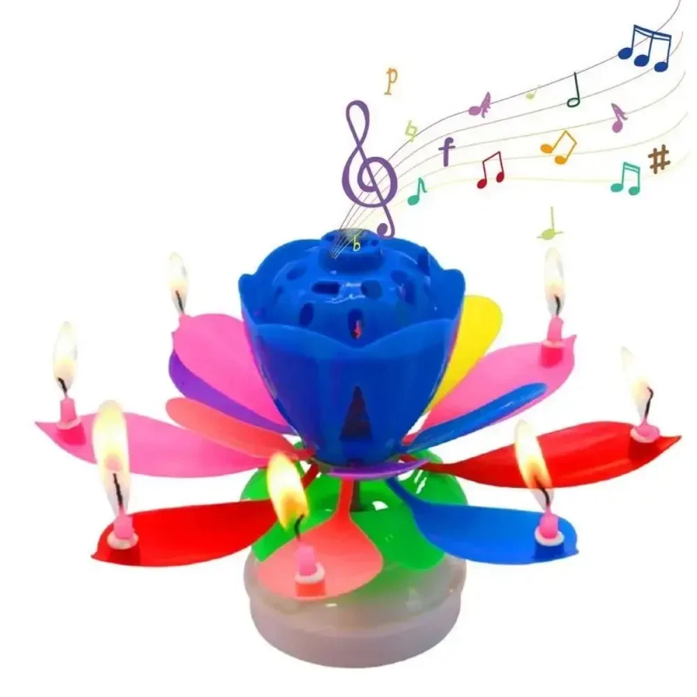 Lotus-Music-Lotus-Candle-Music-Candle-Double-Flower-Blossoms-Birthday ...
