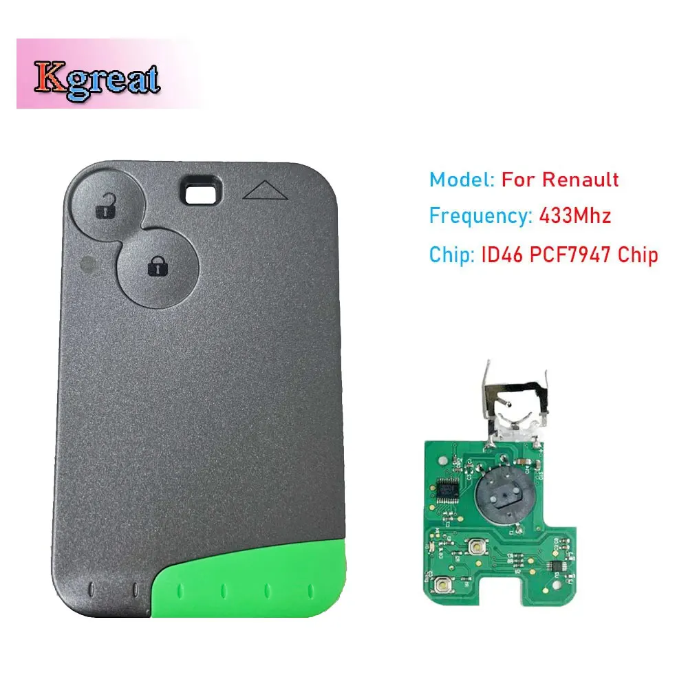 1PCS 2 Buttons 433Mhz Car Smart Car Key Card PCF7947 ID46 Chip For ...