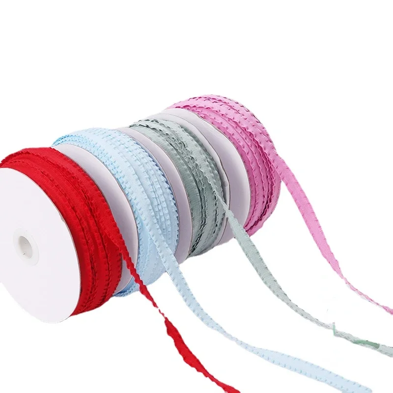 50yards-roll-10mm-Ruffled-edge-rib-ribbon-DIY-Handmade-Hair-Straps-bow ...