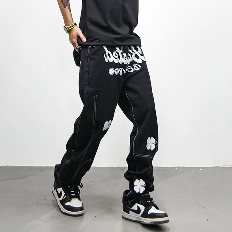 High Street Letter Embroidered Street Pants Hip Hop Loose y2K Men's ...