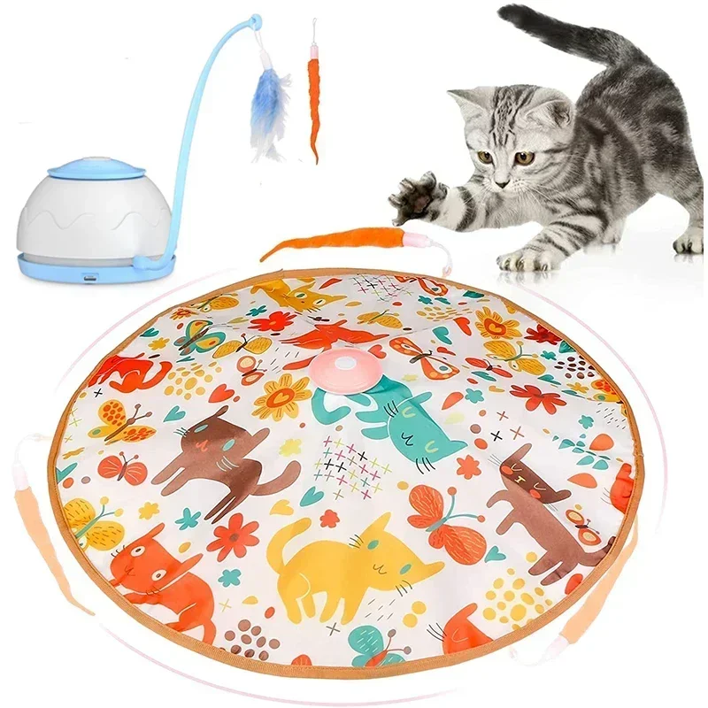 Electric Cat Toy USB Charging 360 Rotating Interactive Puzzle ...