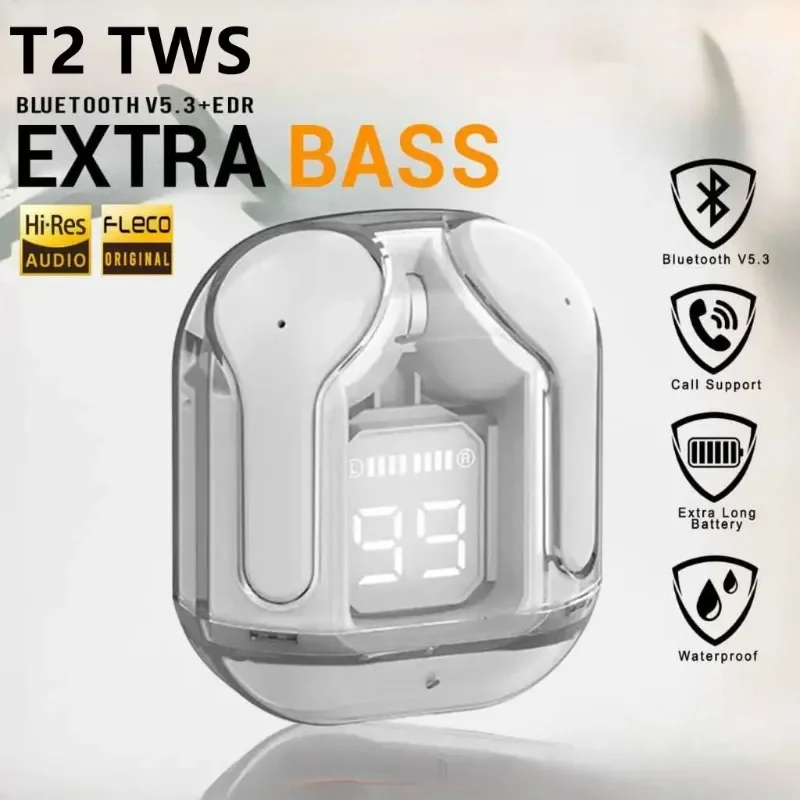 T2 TWS Wireless Headphones LED Power Earphones Digital Display Headset ...