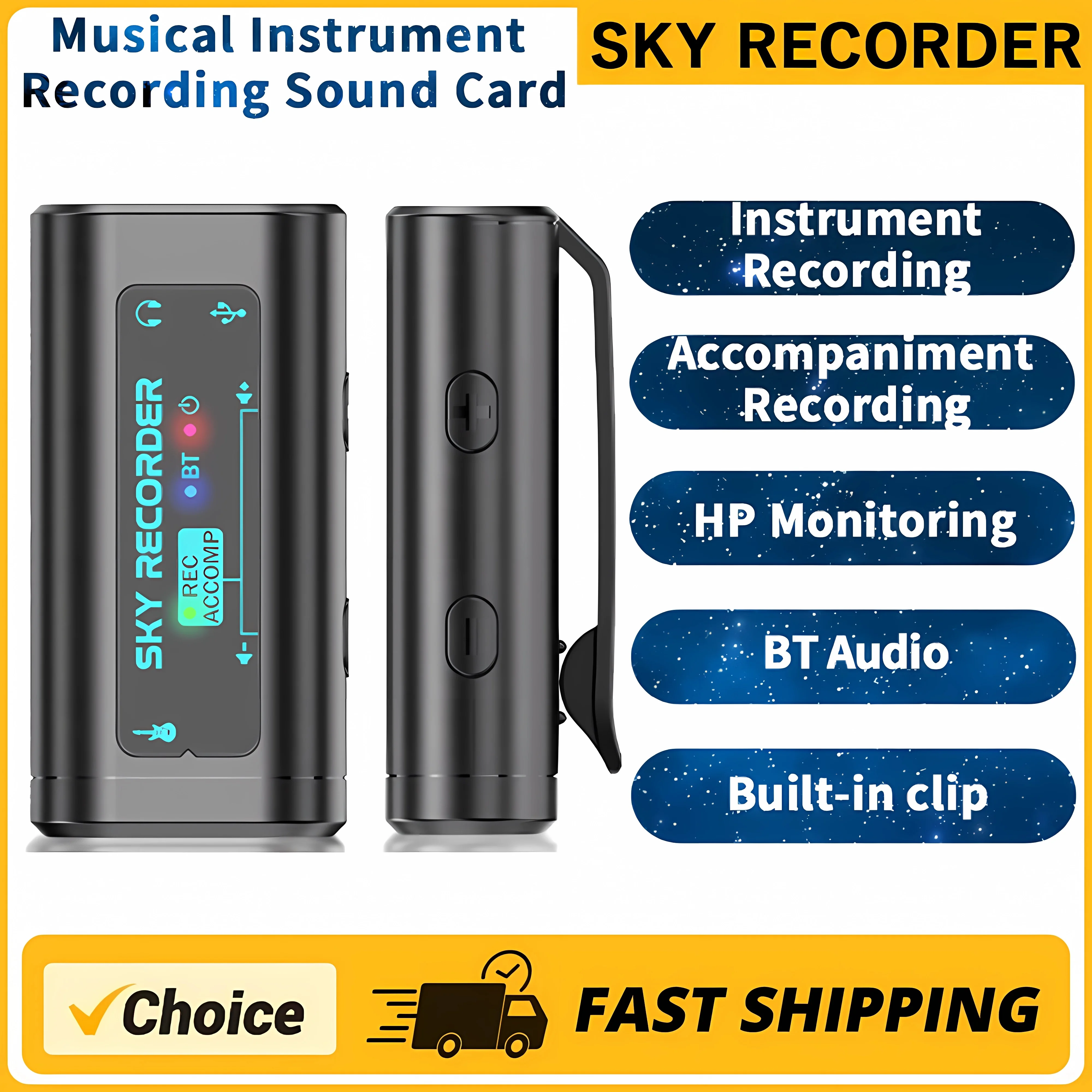 SKY RECORDER Portable Sound Card USB Conversion Interface Plug and Play ...