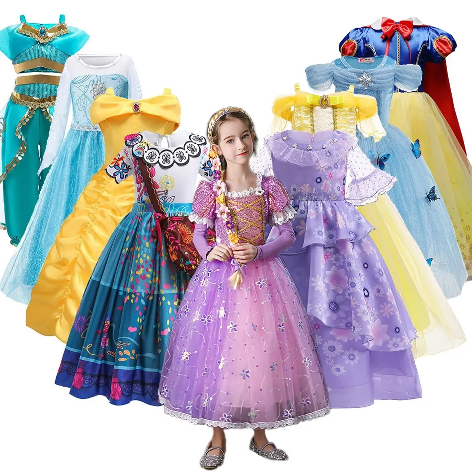Kid-Snow-White-Cinderella-Rapunzel-Elsa-Bella-Costume-Girl-Encanto ...
