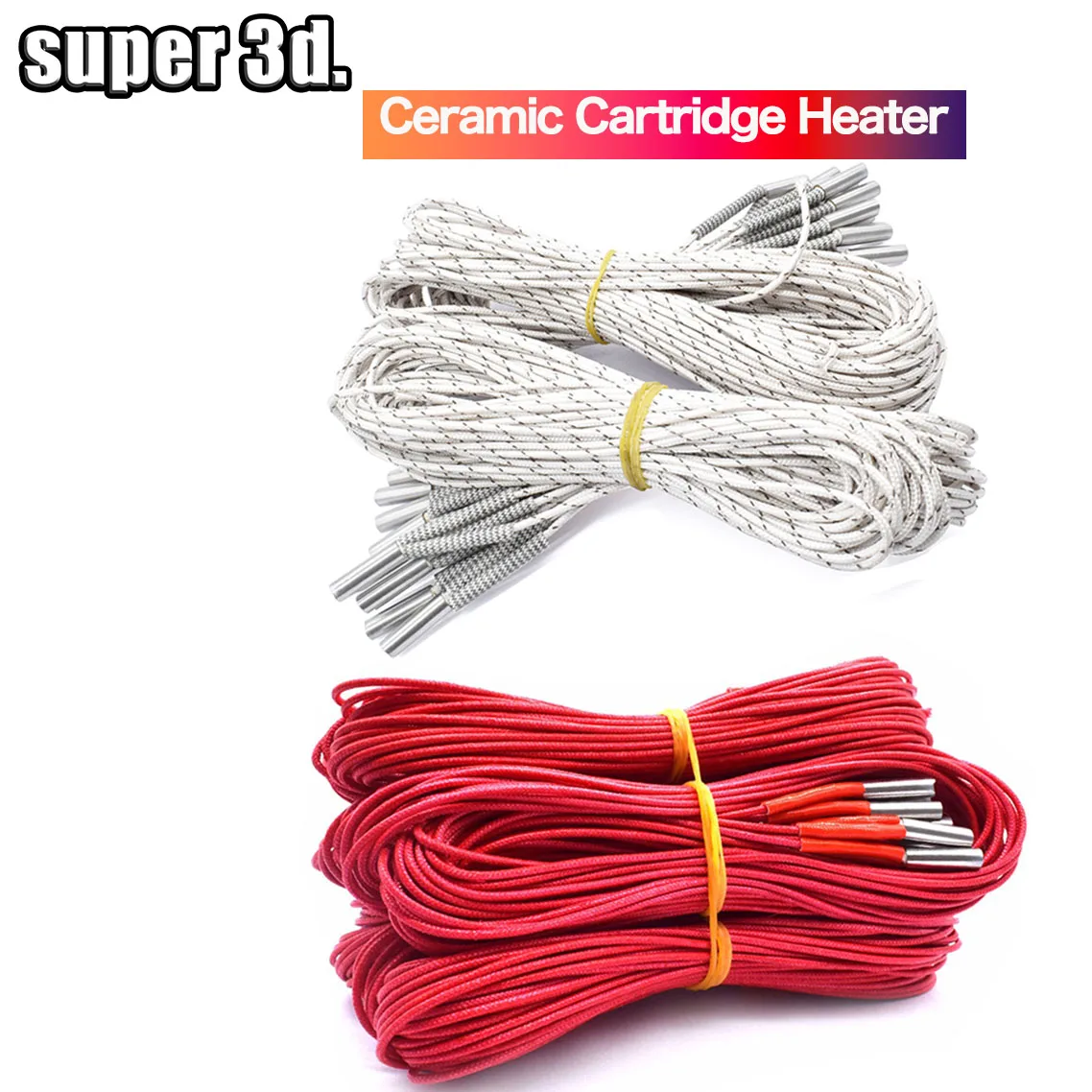 12V/24V 40W 50W Ceramic Cartridge Heater 6*20mm 1M /2M Cable 3D Printer ...
