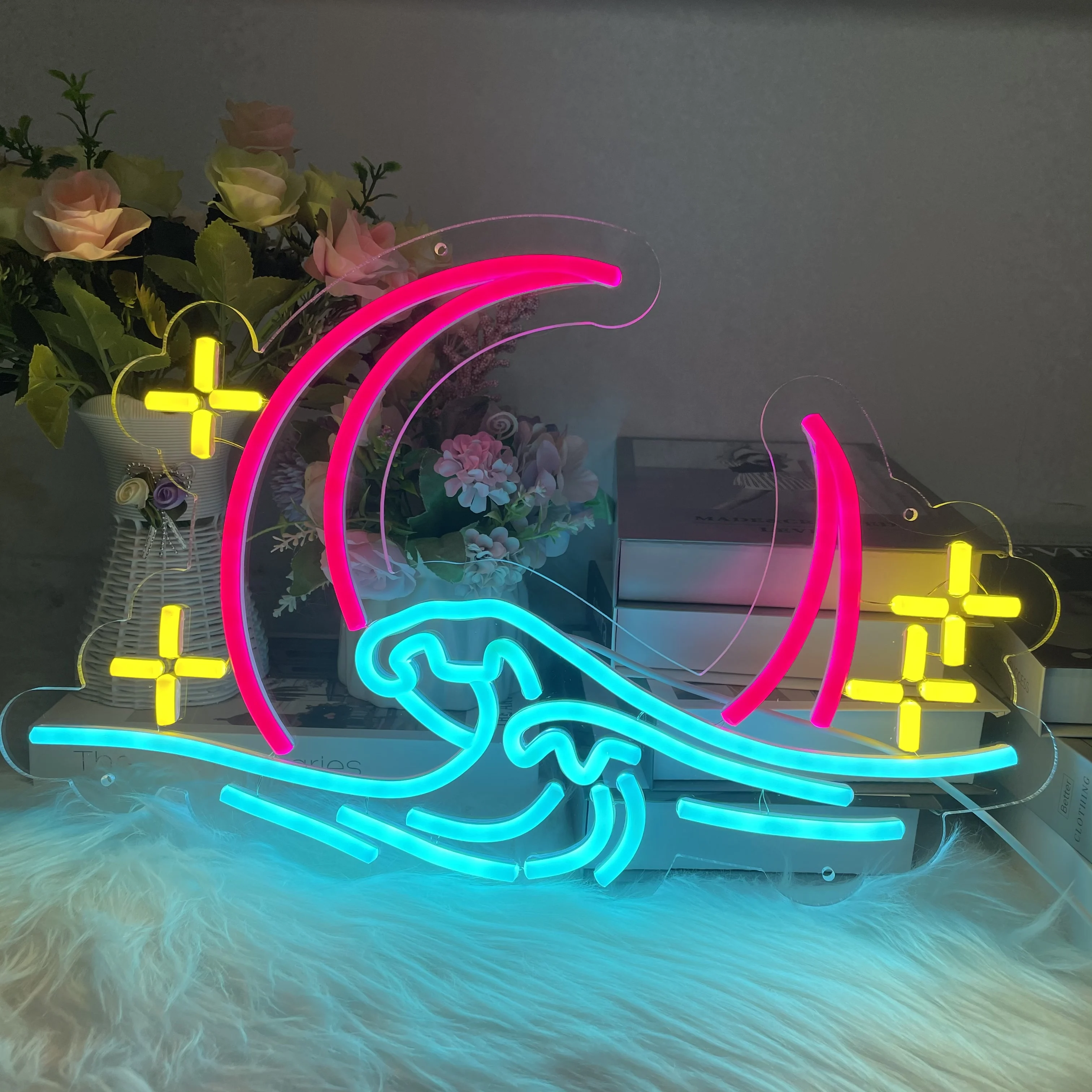 Wave-Moon-Neon-Sign-Custom-Wave-Ocean-Neon-Signs-Art-Led-light-Wall ...