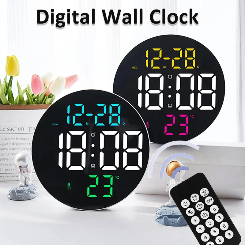Reloj-de-pared-Digital-con-Control-remoto-pantalla-de-fecha-y ...