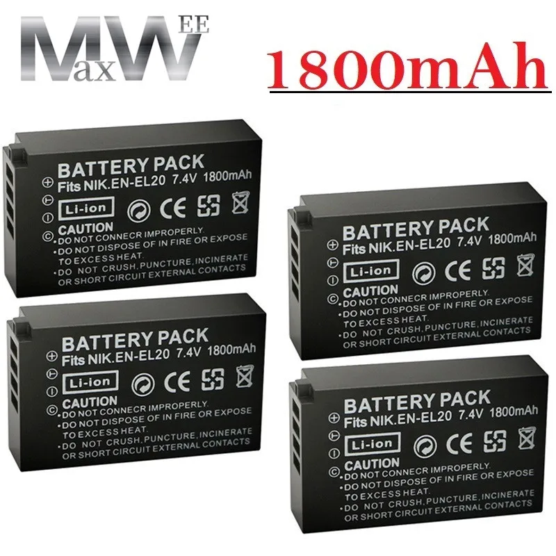 Upgrade1800mAh EN-EL20a EN-EL20 Li-ion Battery For Nikon EN EL20 EL20a ...