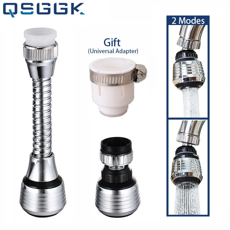 360 ° Swivel Kitchen Sink Faucet Extender Splash Proof Aerator 2 Modes ...