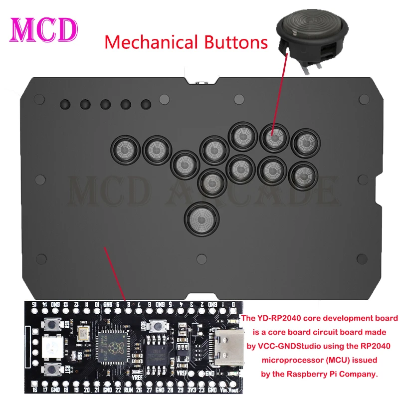 Punk Workshop Ultra Thin Hitbox Support 3 Socd Modes Fighting Stick Controller Mechanical Button ...