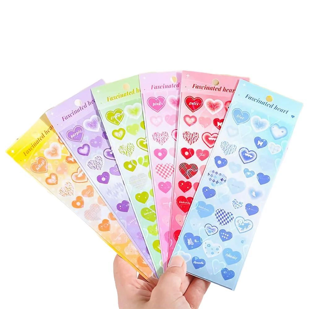 6 Sheets Kawaii Korean Style Heart Shape Deco Stickers For Toploader ...