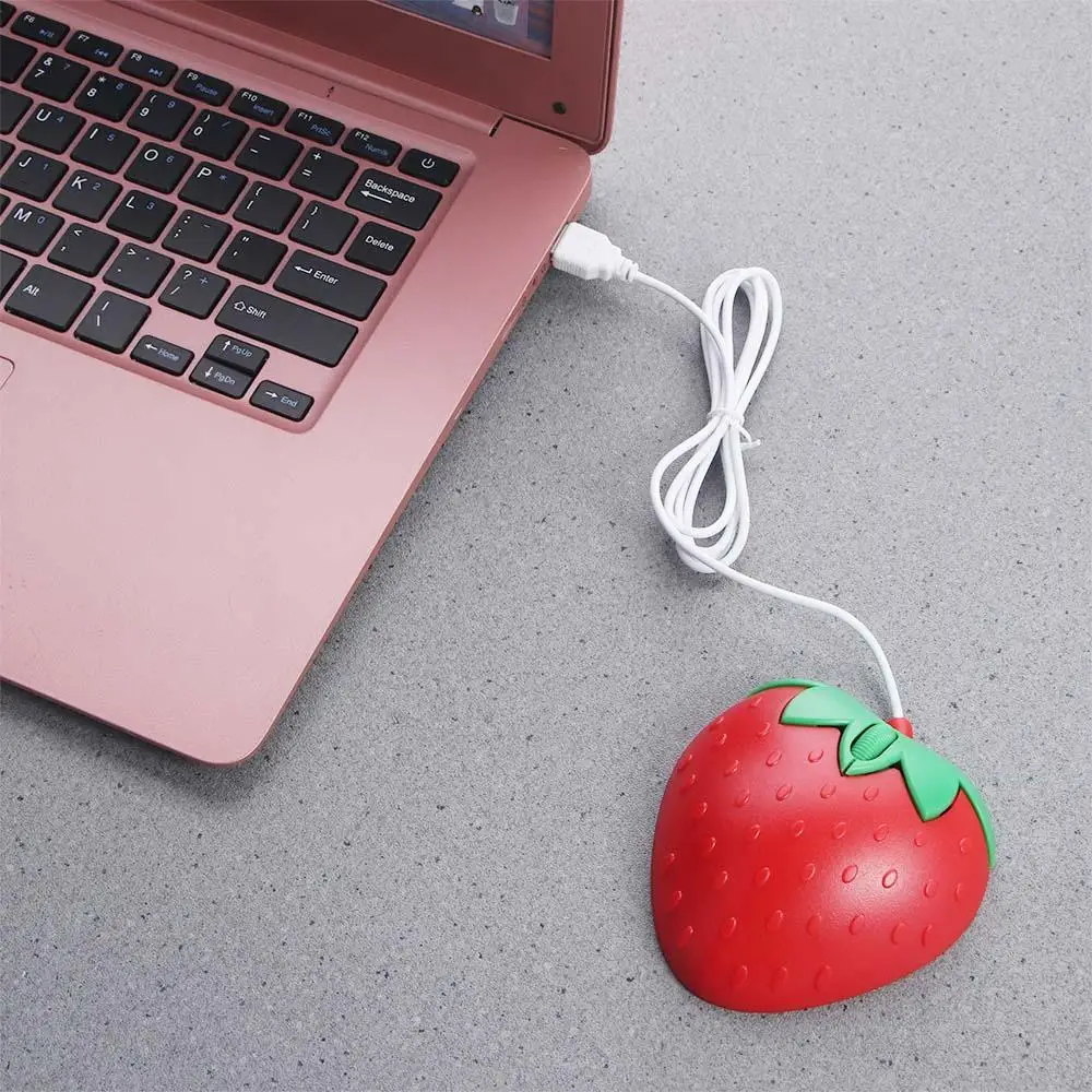 Girl Gifts Cute 800DPI Ergonomic Cartoon Strawberry USB Optical 3D ...