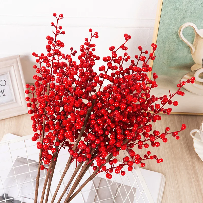 1-10Pcs-Christmas-Artificial-Berries-Fake-Holly-Berry-Flower-Stamen ...