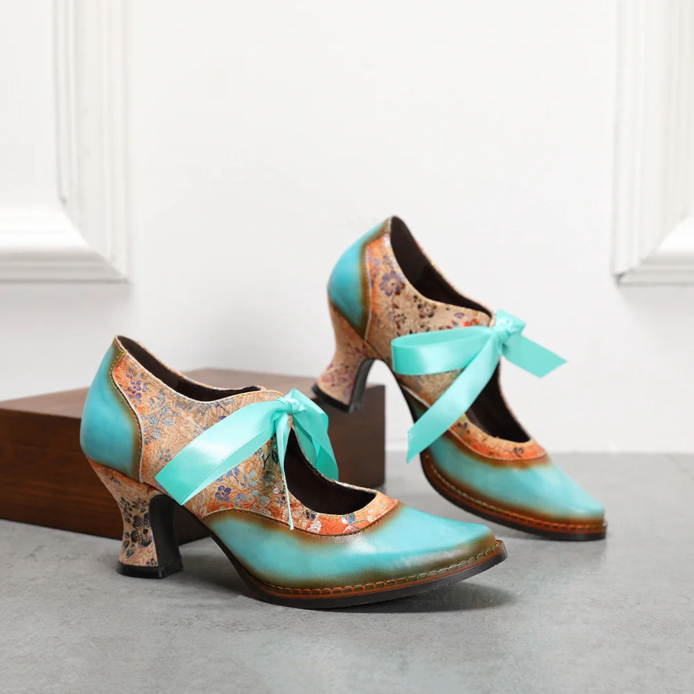 Johnature-Women-Shoes-Pumps-Retro-2024-New-Spring-High-Heels-Genuine ...