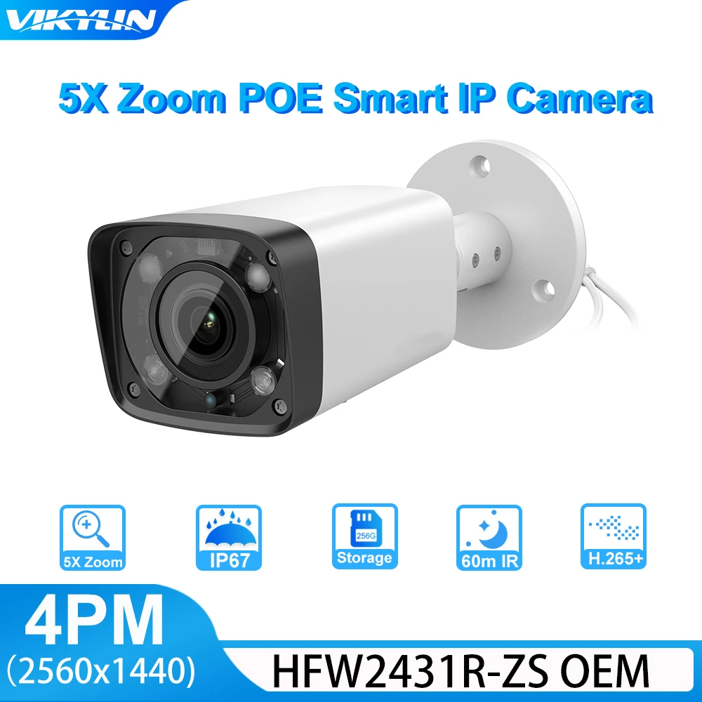 Vikylin IP Camera 4MP IPC HFW2431R ZS Bullet PoE IR 60M 5X Optical Zoom ...