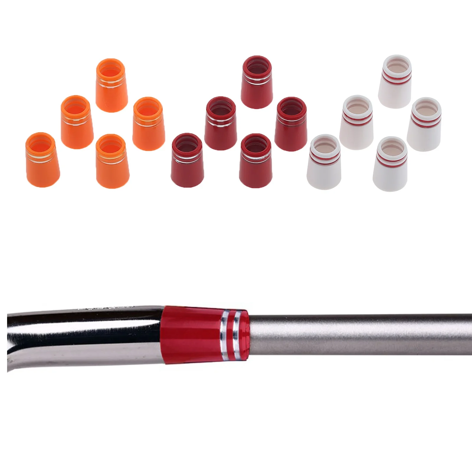 10pcs Plastic Golf Club Ferrules Tip Size 0.355 White Red Orange Fit ...