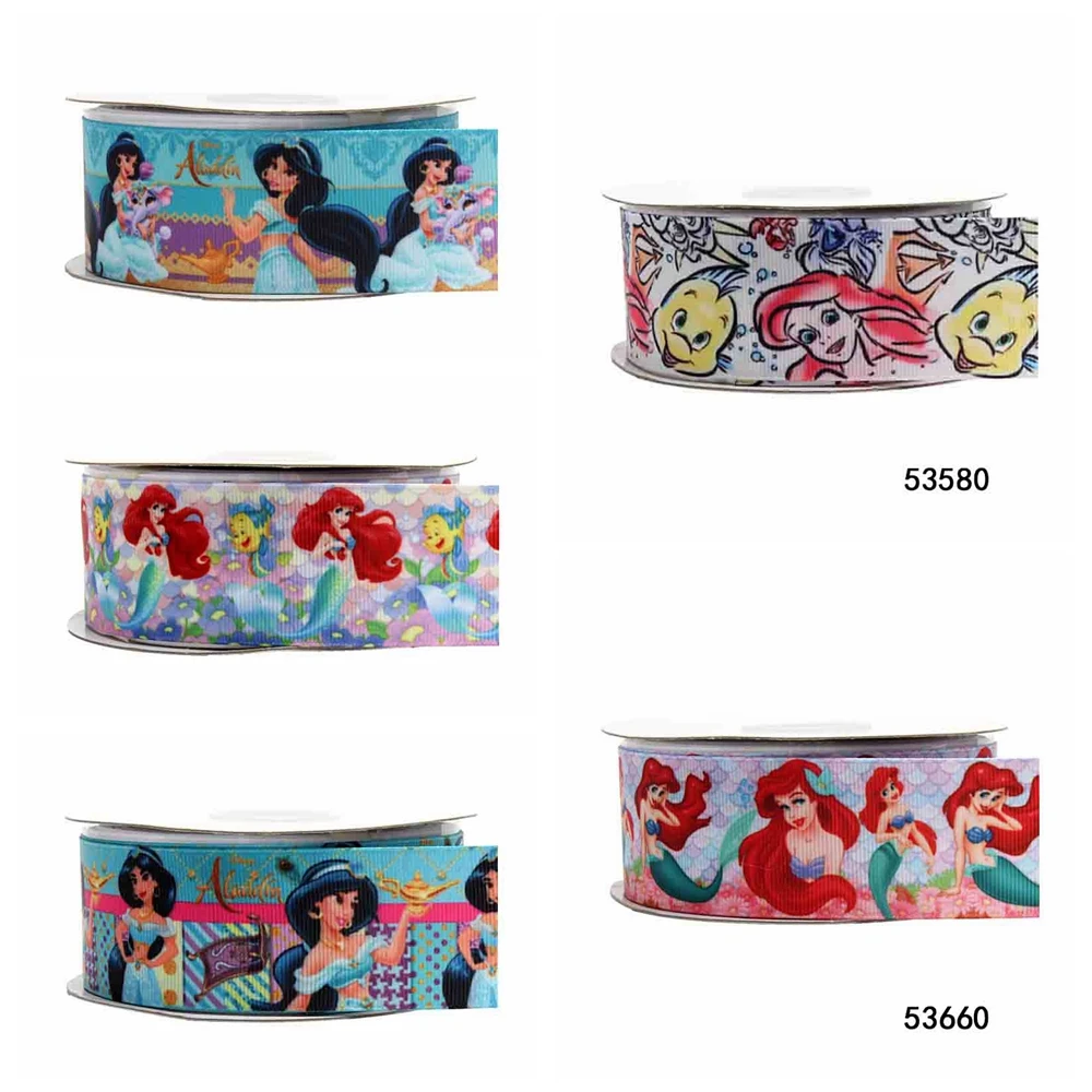 5Yards-Disney-Princess-Grosgrain-Ribbon-Printed-Mermaid-Ariel-Aladdin ...